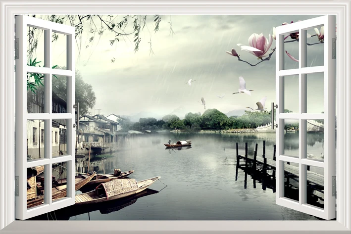 DIY window scenery outside fake windows sticker 70*46cm sofa background ...