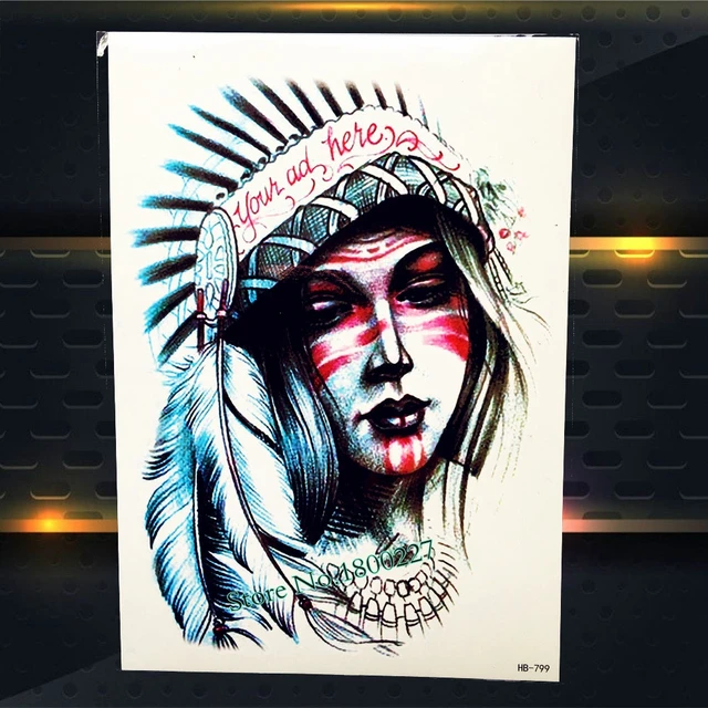 Native American Girl Tattoo Flash