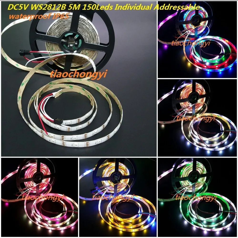 5v WS2812B 5050 rgb ledストリップ5メートル150leds個人アドレス可能白pcb IP65|individually ...