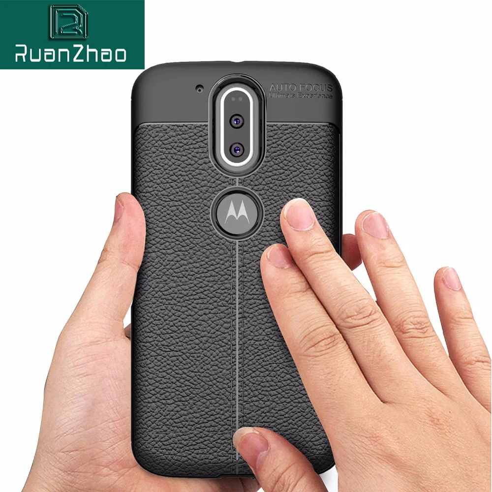 For Motorola Moto G4 plus Luxury Litchi Pattern carbon fiber Case For ...