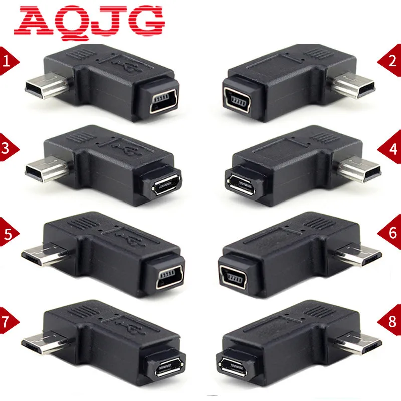 90-Grad-Left-Right-Angled-Mini-USB-5pin-Buchse-auf-Micro-USB-M-nnlichen ...