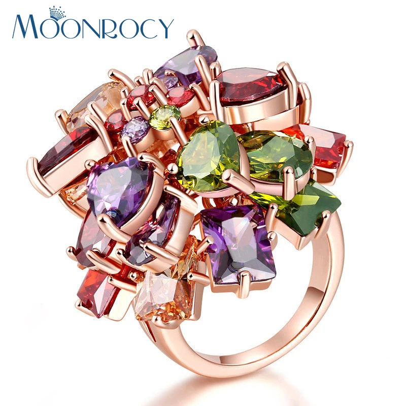 MOONROCY Free Shipping Jewelry Hyperbole Rose Gold Color Cubic Zirconia ...
