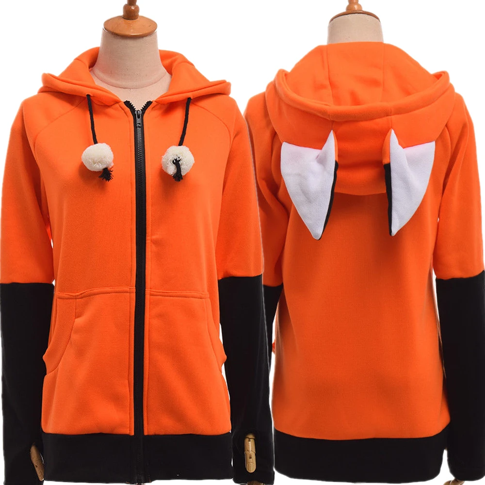 Sudadera con capucha y orejas de zorro para hombre y mujer, prenda de ...