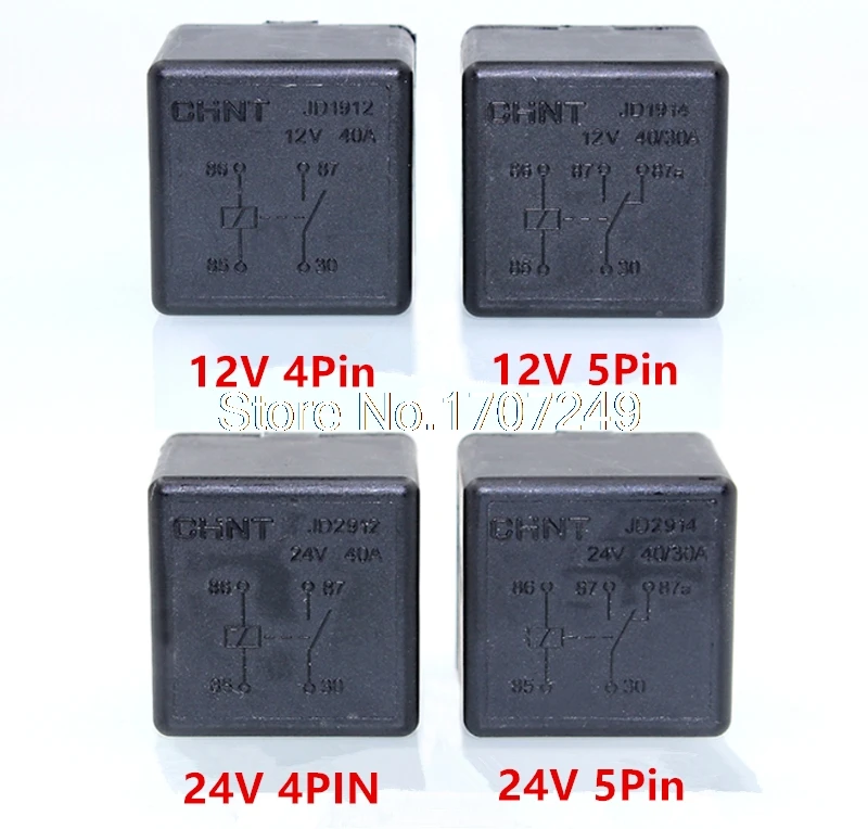 Chnt Relay Jd1912 Jd1914 Jd2912 Jd2914 12v/24v 4pin/5pin 40a Car Relay ...