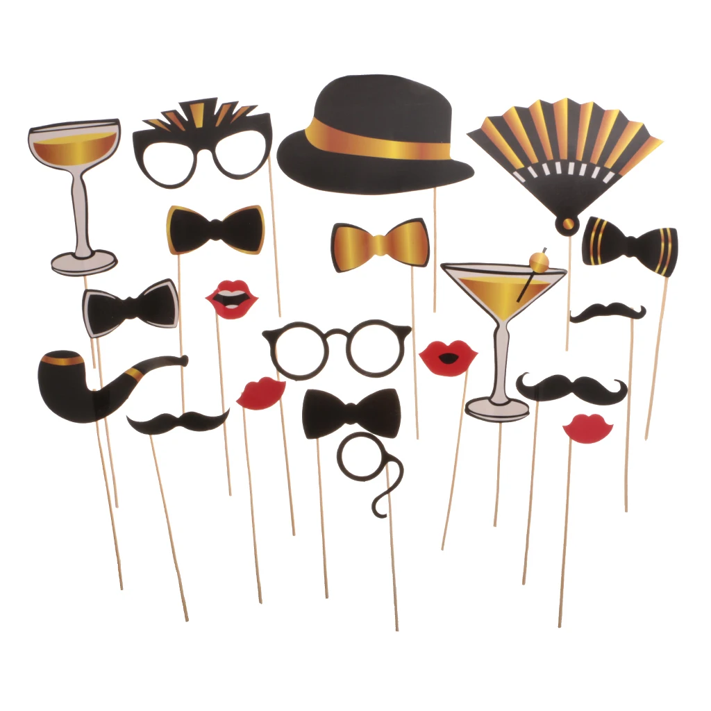 20Pcs Photo Booth Props Mask Prom Ball Masquerade Party Show Prop Hand ...