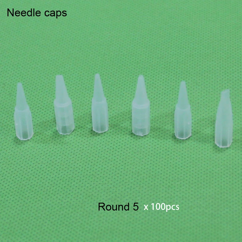 100pcs Tattoo tips Round 5 needle caps Quality Disposable Makeup Needle ...