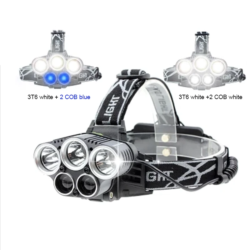 Mildness led head lamp 3T6 2COB strong light echargeable headlights 100 ...