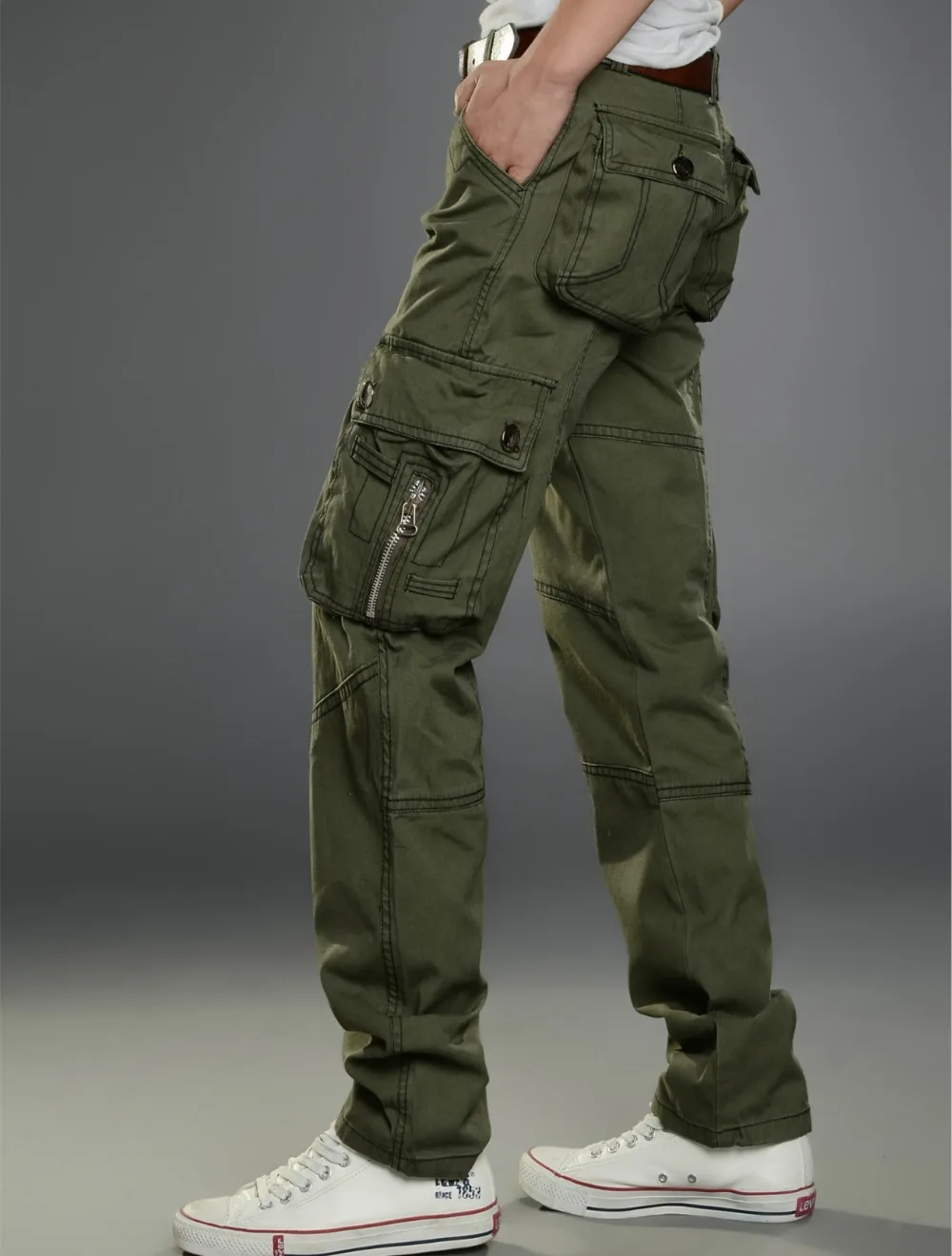 Men Plus Size Cargo Pants Casual Sweatpants Joggers With Many Pockets