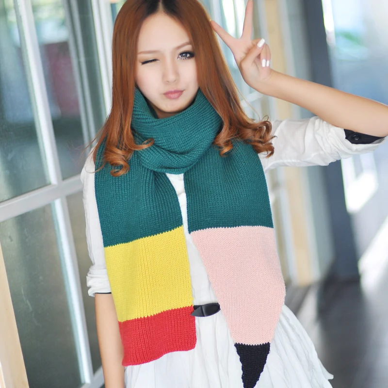 Young girl autumn and winter women's thermal yarn scarf ultra long ...