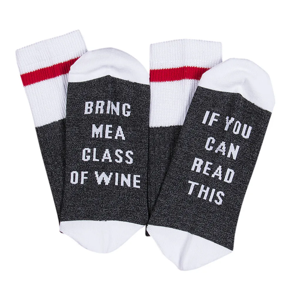 New Style Custom Wine Socks If You Can Read This Bring Me A Glass Of Wine Soft Funuy Sock In