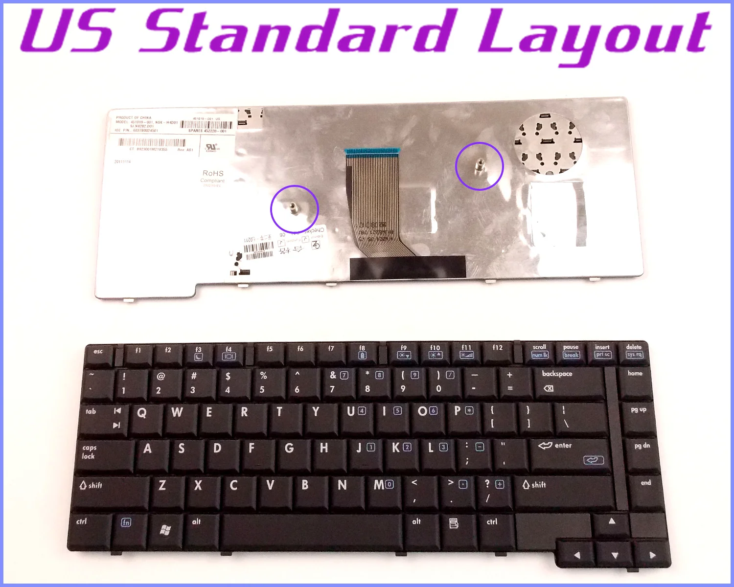 New US Layout Keyboard for HP/Compaq 8510 8510P 8510W 451020 001 452229 ...