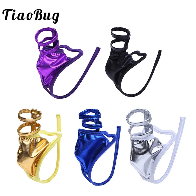 TiaoBug Men Sexy C-string Patent Leather Open Crotch Bikini Briefs Gay ...