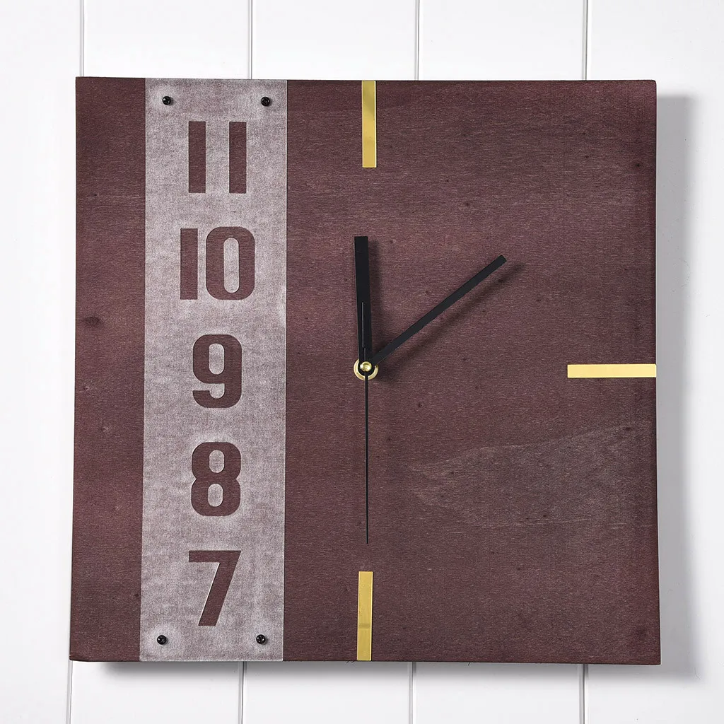 Wooden square wall clock Unique Creative Design Wooden Square Silent ...