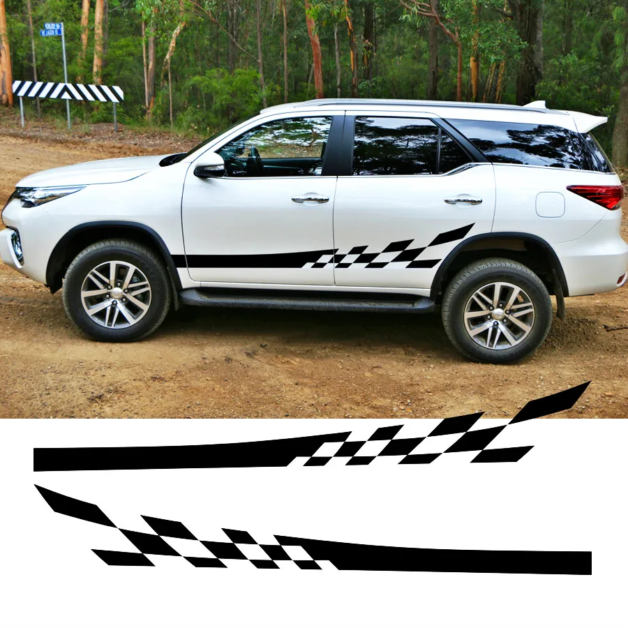 left and right sides racing stripe vinyl graphics kit for SUV FORTUNER ...