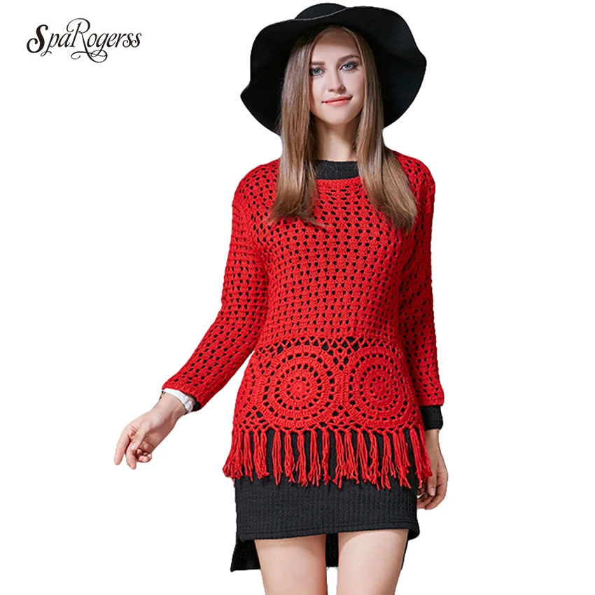 Weater O Neck Women Fashion Hollow Sexy Autumn Pullover Kint Sweater O