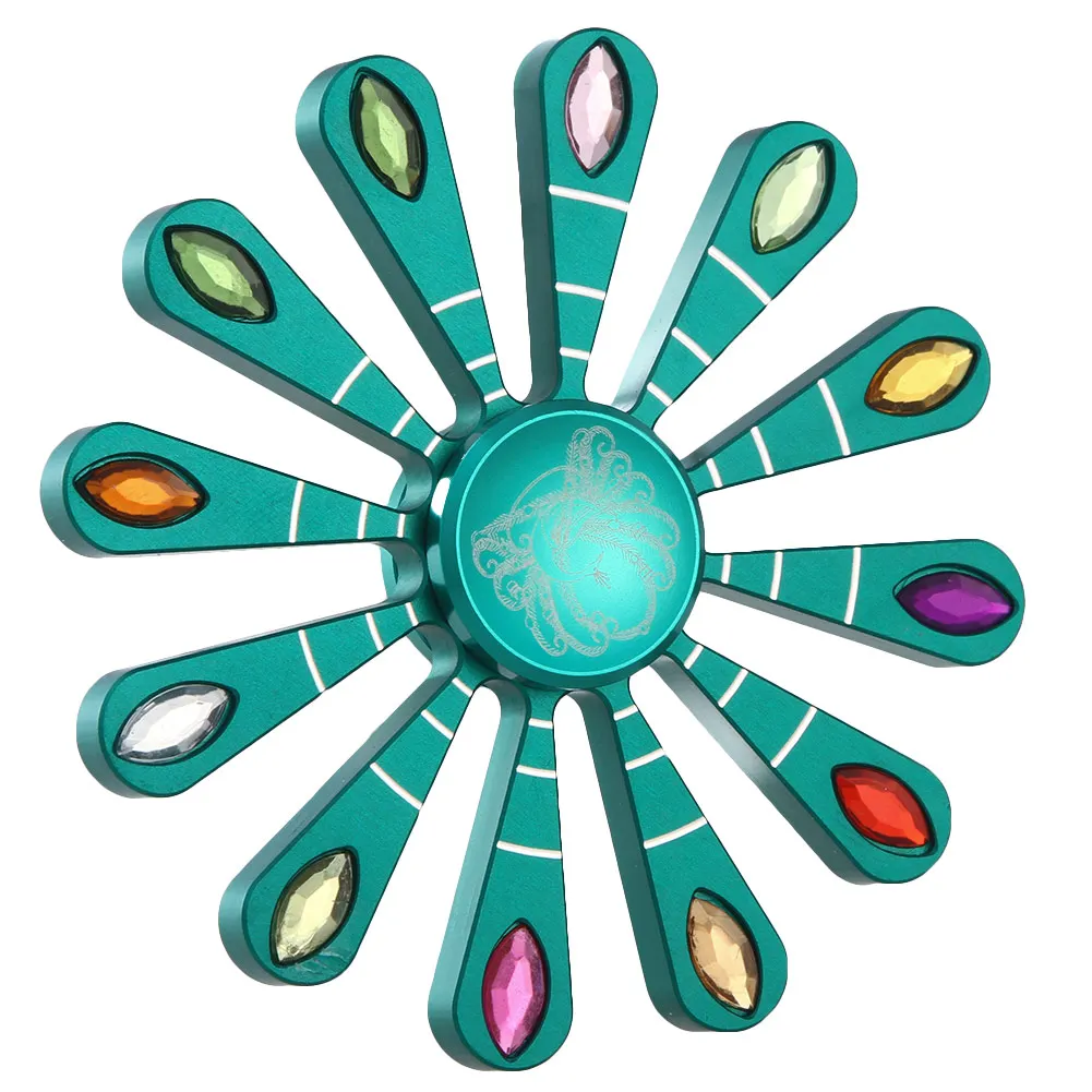 Peacock Open Screen Twelve Leaf Diamond Fidget Spinner Hand Spiner Toy ...