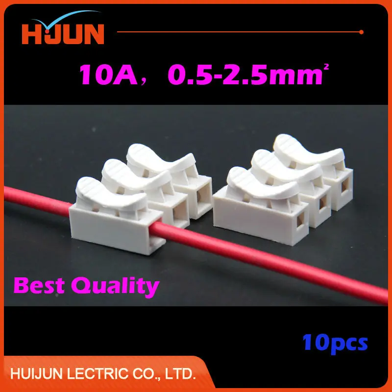 10pcs/lot 3 Pin 10a Push Quick Cable Connector Universal Reuseable ...