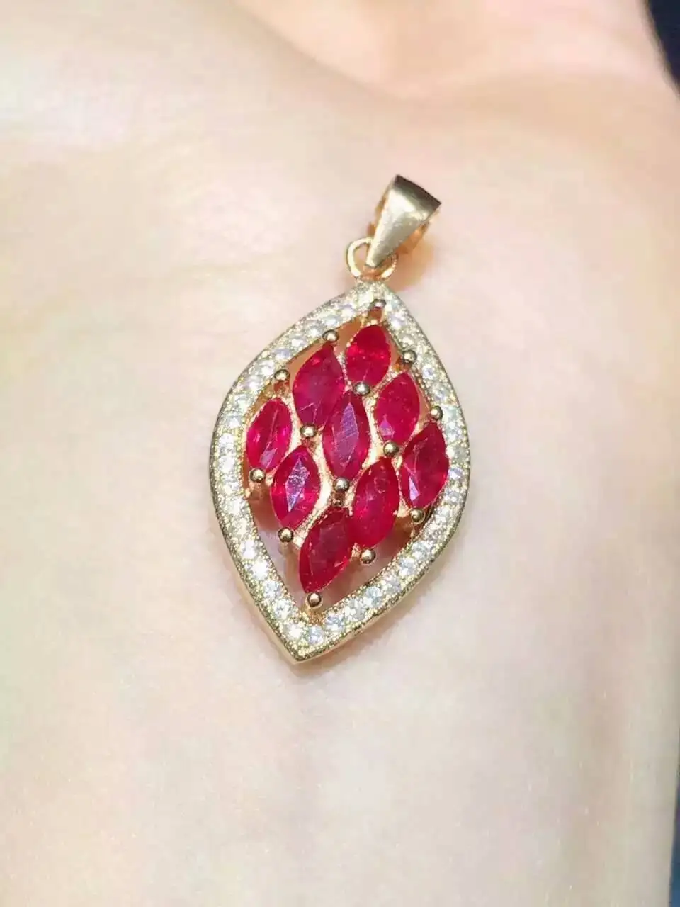 natural red ruby stone pendant S925 silver Natural gemstone Pendant ...