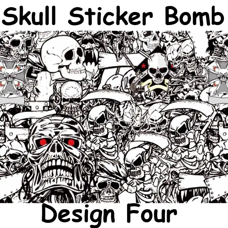 Skull Heads STICKERBOMB Vinyl WRAP Air Bubble Free Sticker bomb ...