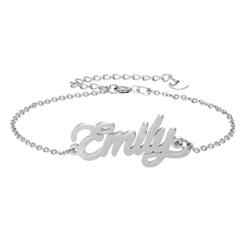 Cursive-Script-Nameplate-Emily-Charm-Bracelet-for-Women-Girl-Bracelets ...