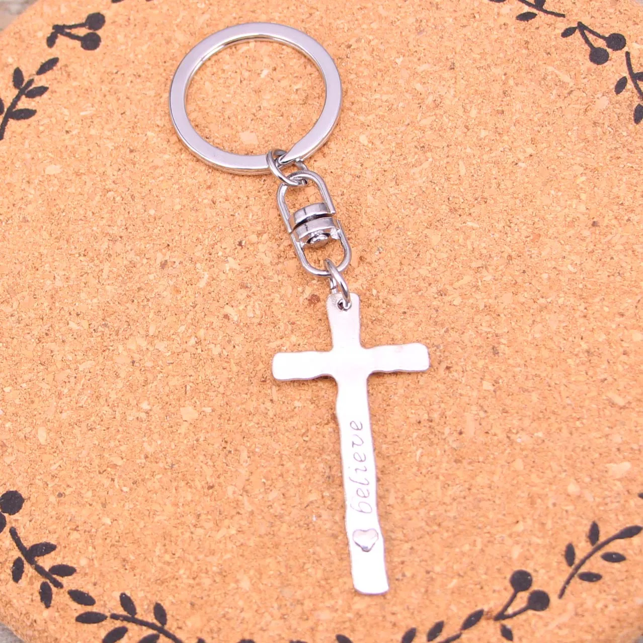 20Pcs-Fashion-Alloy-cross-faith-believe-Pendants-keychain-keyring ...