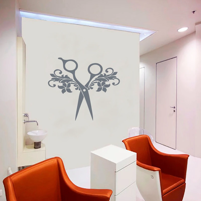 Hair Salon Sign Sticker Scissor Hairdresser Decal Barber Shop Vinyl ...