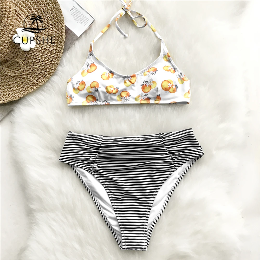 Buy Cupshe Orange Print Halter Bikini Set Women