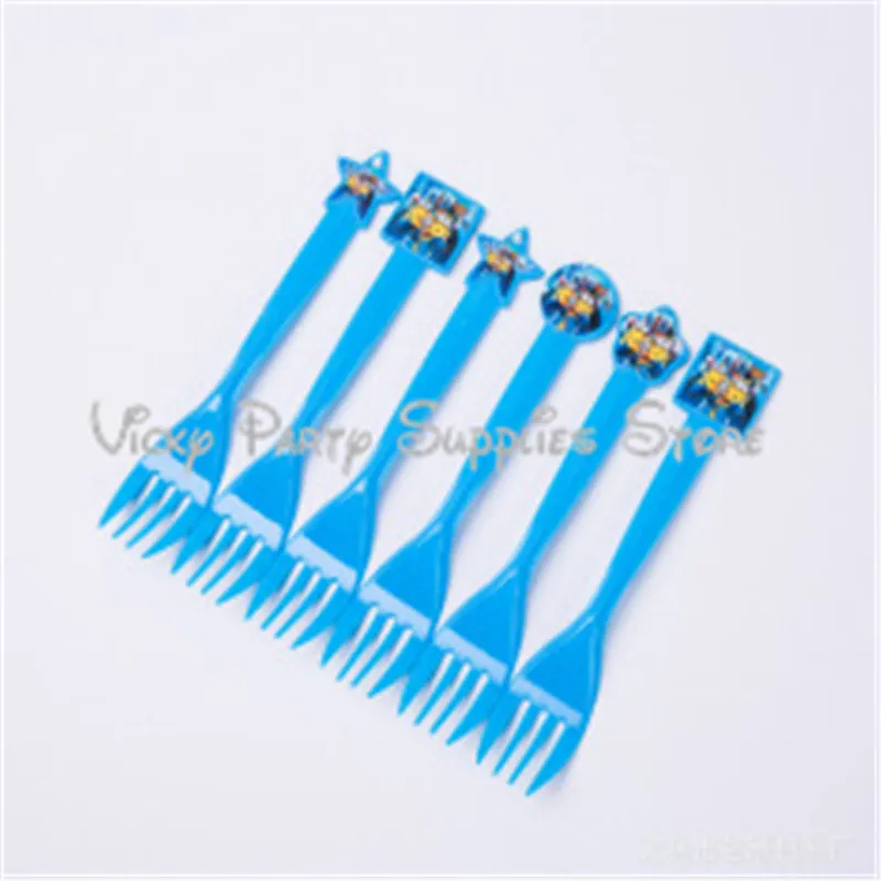 6 ชิ้น/ล็อตการ์ตูนMinions Theme Party Disposableพลาสติกส้อมเด็กวันเกิด ...