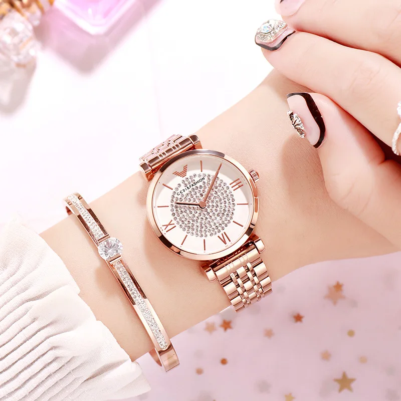 GEDI Brand Fashion Luxury Stainless Steel Watchband Lady Quartz Watch ...