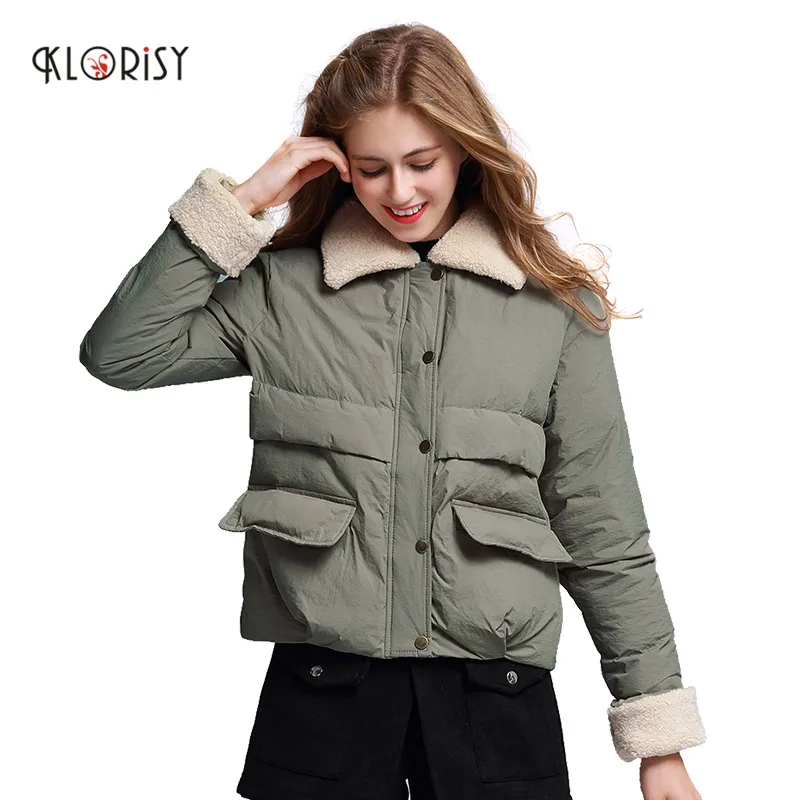Women Winter Coat Short Jacket Army Green Warm Female Oversize Long ...