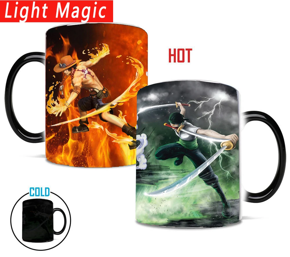 One Piece Gear 4 Luffy Ace Zoro Coffee Mugs 350ml Ceramic Changing ...