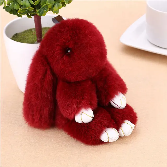 Rabbit Keychain Cute Fluffy Bunny Keychain Rex Genuine Rabbit Fur ...