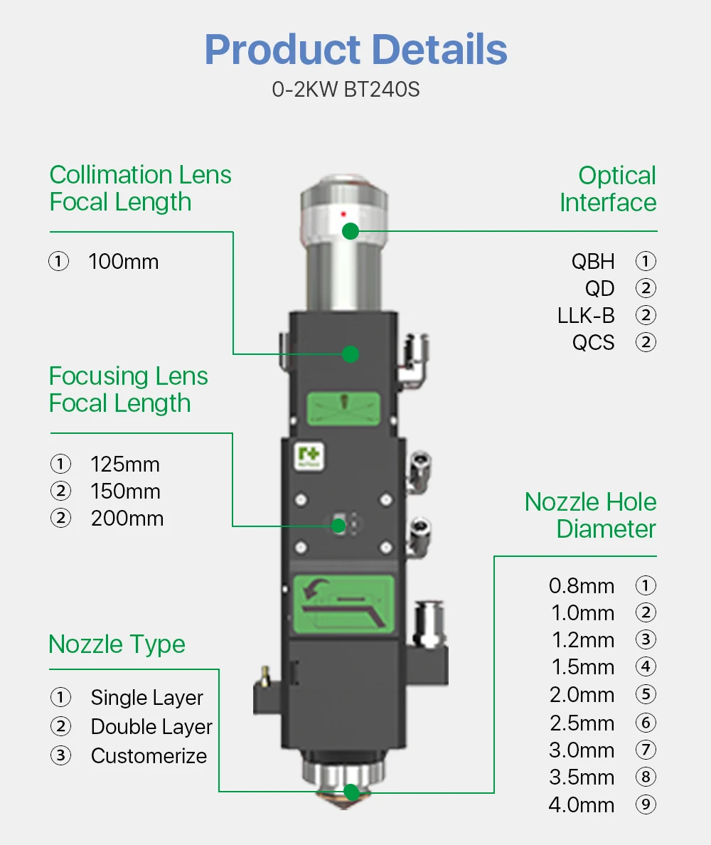 Raytools BT240S 0 3.3kw Fiber Laser Cutting Head BT240 2000W for Raycus ...