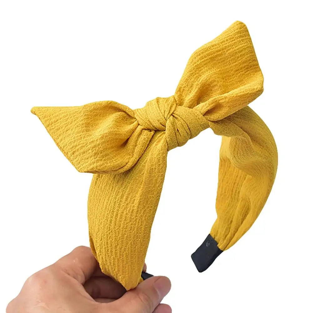 Sweet Bowknot Cloth Women Headband Hairband Wide Solid Color Hair Hoop ...