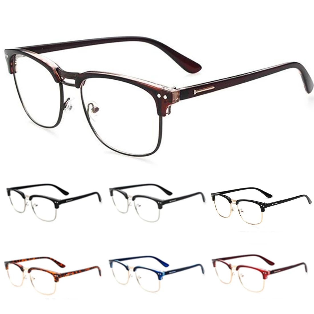 2016 Fashion Metal Half Frame Glasses Frame Retro Women Men Reading Glass Uv Protection Clear