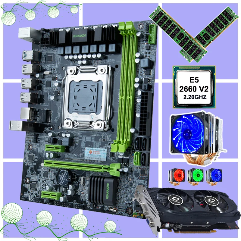 Huananzhi X79-6m Motherboard Set Dual M.2 Ssd Slot Cpu Intel Xeon E5 2660 V2 With Cooler Ram 32g ...