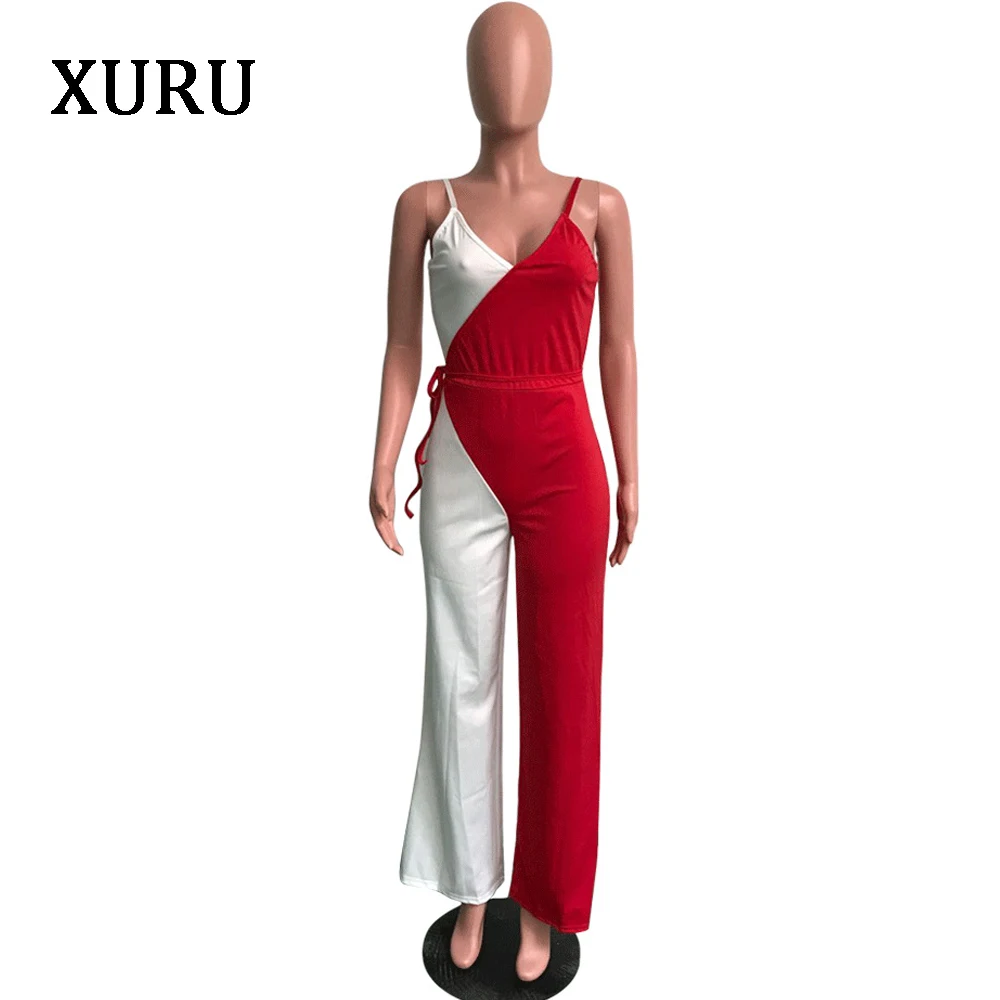 XURU Для женщин без рукавов широкие брюки комбинезоны комбинезон v ...