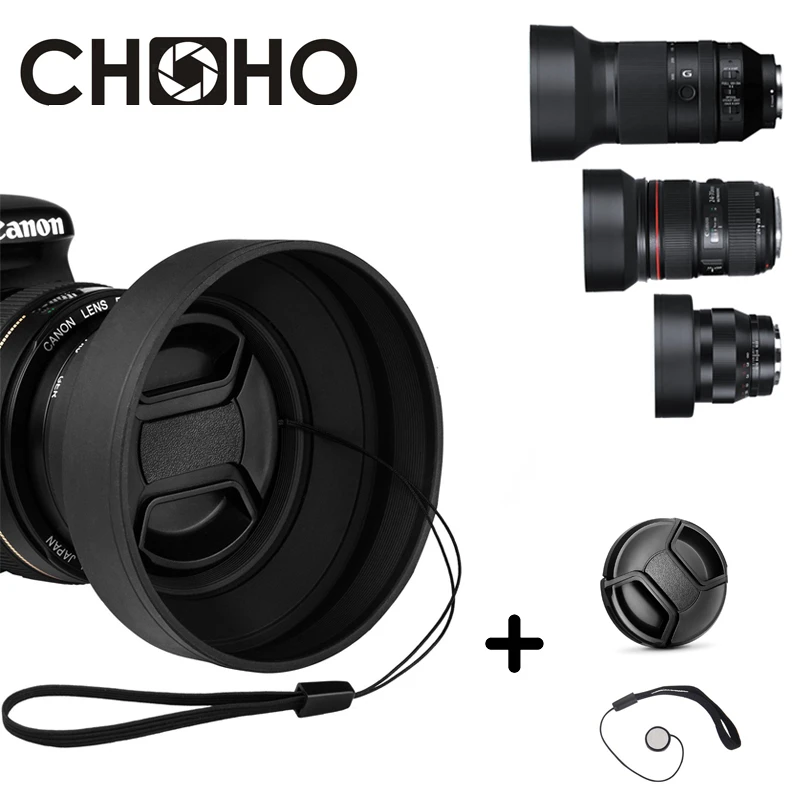 Rubber Lens Hood Tele Wide-angle Standard 49mm 52mm 58mm 55mm 62mm 67mm ...