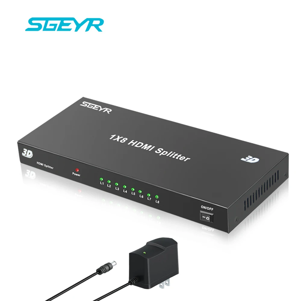 1x8 HDMI Splitter 1080P 8 Port HDMI Splitter Video Split 1 in 8 output ...