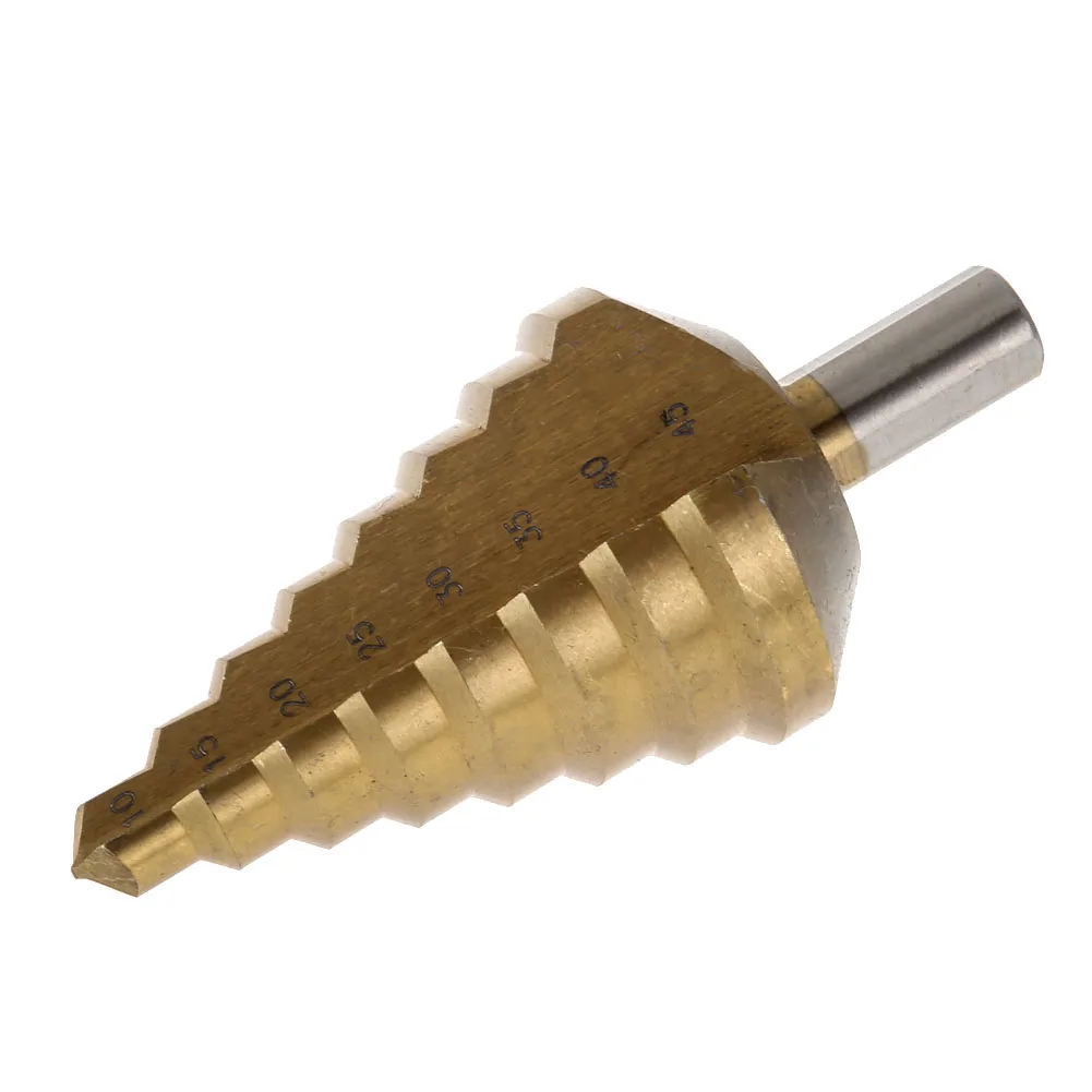 10 45mm high speed Steel Large Step Cone Titanium Coated Metal Drill ... 10 45mm high speed Steel Large Step Cone Titanium Coated Metal Drill ...
