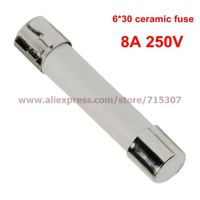 PHISCALE 100pcs 6*30 / 6x30mm Ceramic fuse 8A 250V-in Fuses from Home ...