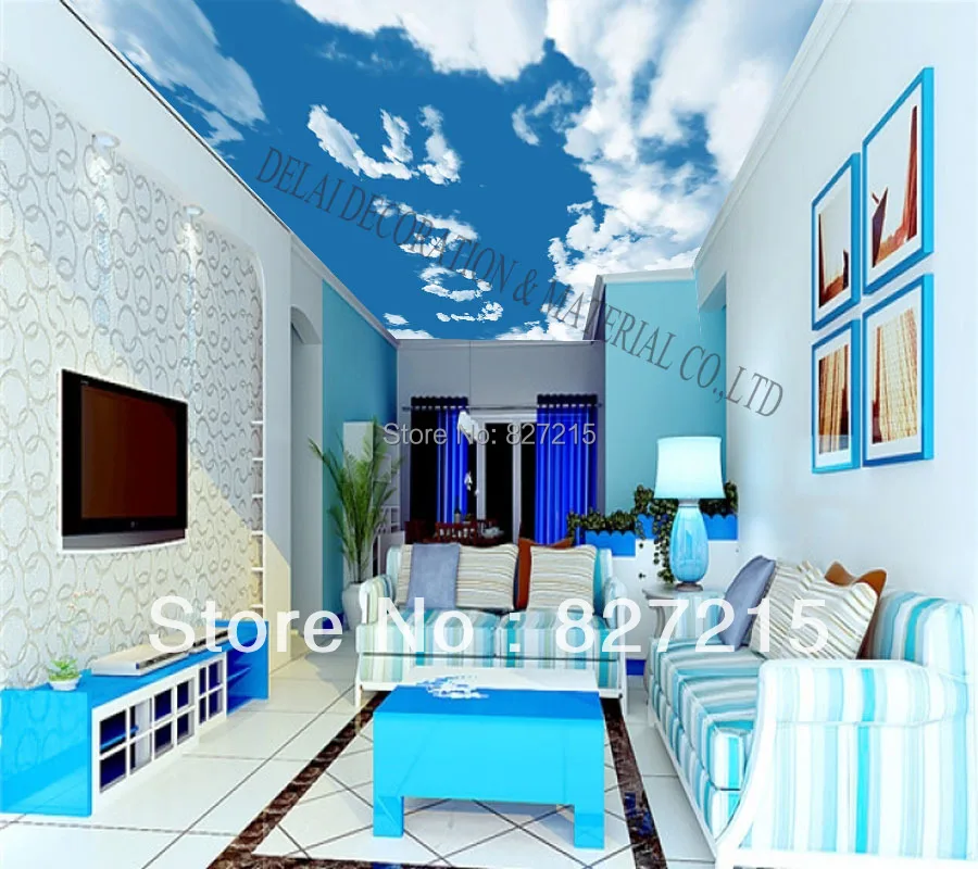 S-0191-Blue-Sky-Print-Ceiling-tiles-PVC-Stretched-Ceiling-Film-Home-or ...