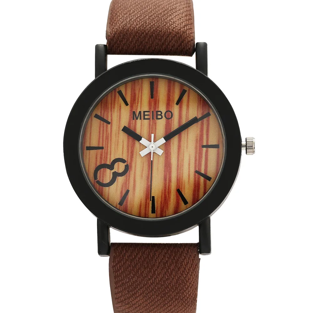 MEIBO 시계 여성 시계 고품질의 유리 시계 가죽 캐주얼 나무 컬러 석영 손목 시계 Reloj Mujer montre ...