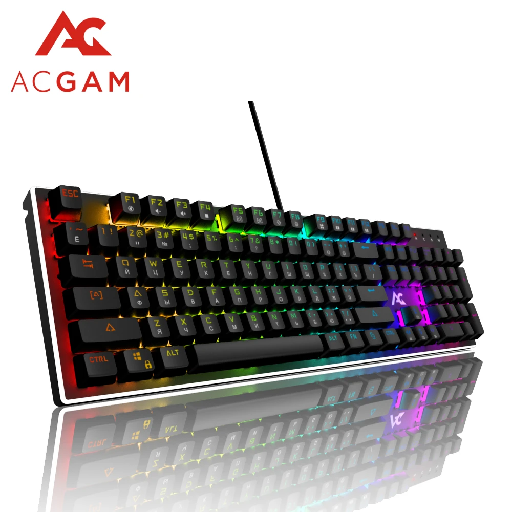 Teclado mecánico ACGAM AG 109R de 104 teclas RGB, soporte multilingüe, configuración ...