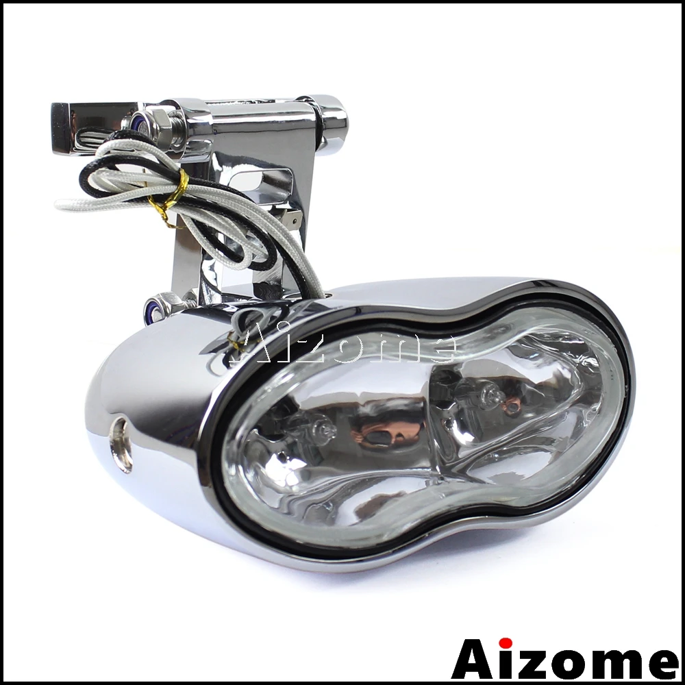 Motorcycle Oval Headlight Custom Streetfighter Twin Headlight H3 55W ...