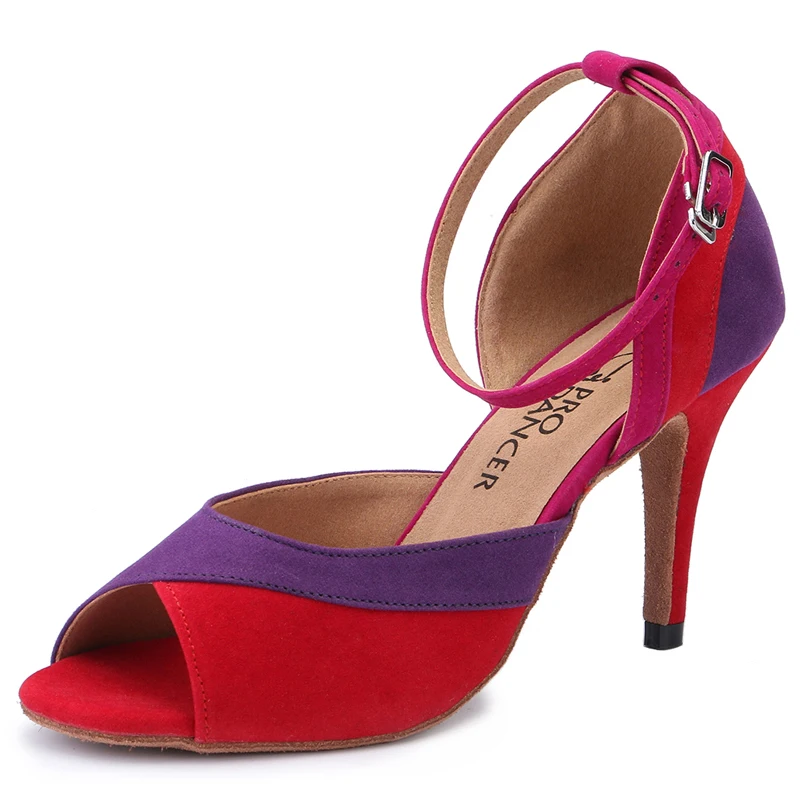 Natasha women ballroom dance shoes latin dancing shoe red high heel ...