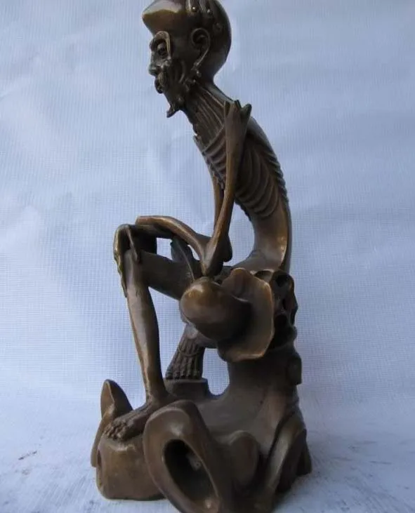 Fane Pure Bronze Carved Buddhism skeleton Dharma arhat Bodhidharma ...