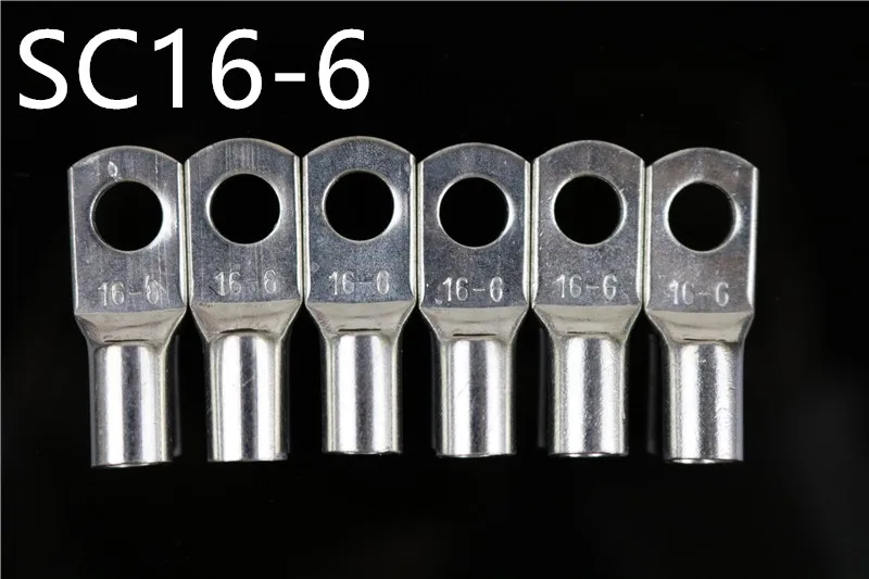 50PCS SC16-6 Tined copper connecting terminal 16-6(DTGA) bolt hole ...