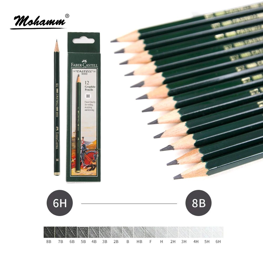 12pcs Graphite Pencil for Drawing and Sketch 6H 5H 4H 3H 2H H F HB B 2B ...