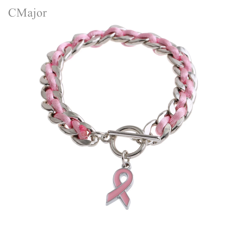 Cmajor Breast Cancer Awareness Enamel Pink Ribbon Charm Bracelets ...